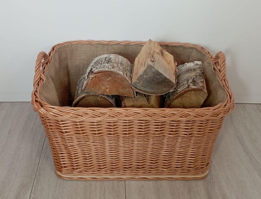 Wicker Toy Storage With Textile Inside, Large Natural Basket, Cottage ...