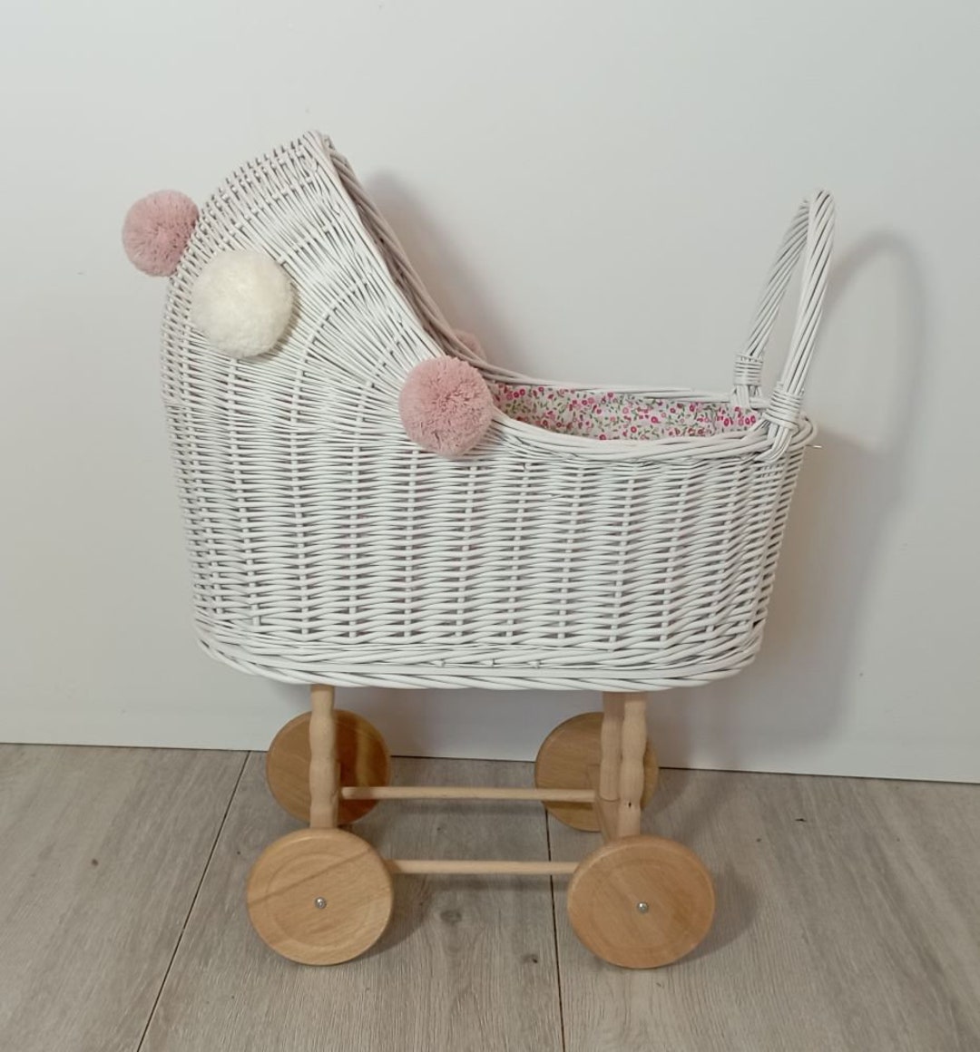 White Wicker Doll Carriage, Doll Stroller, Perfect Gift Doll's Pram ...