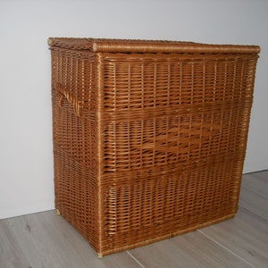 Large Rectangular Wicker Basket With Lid, Wicker Toy Storage, Natural ...