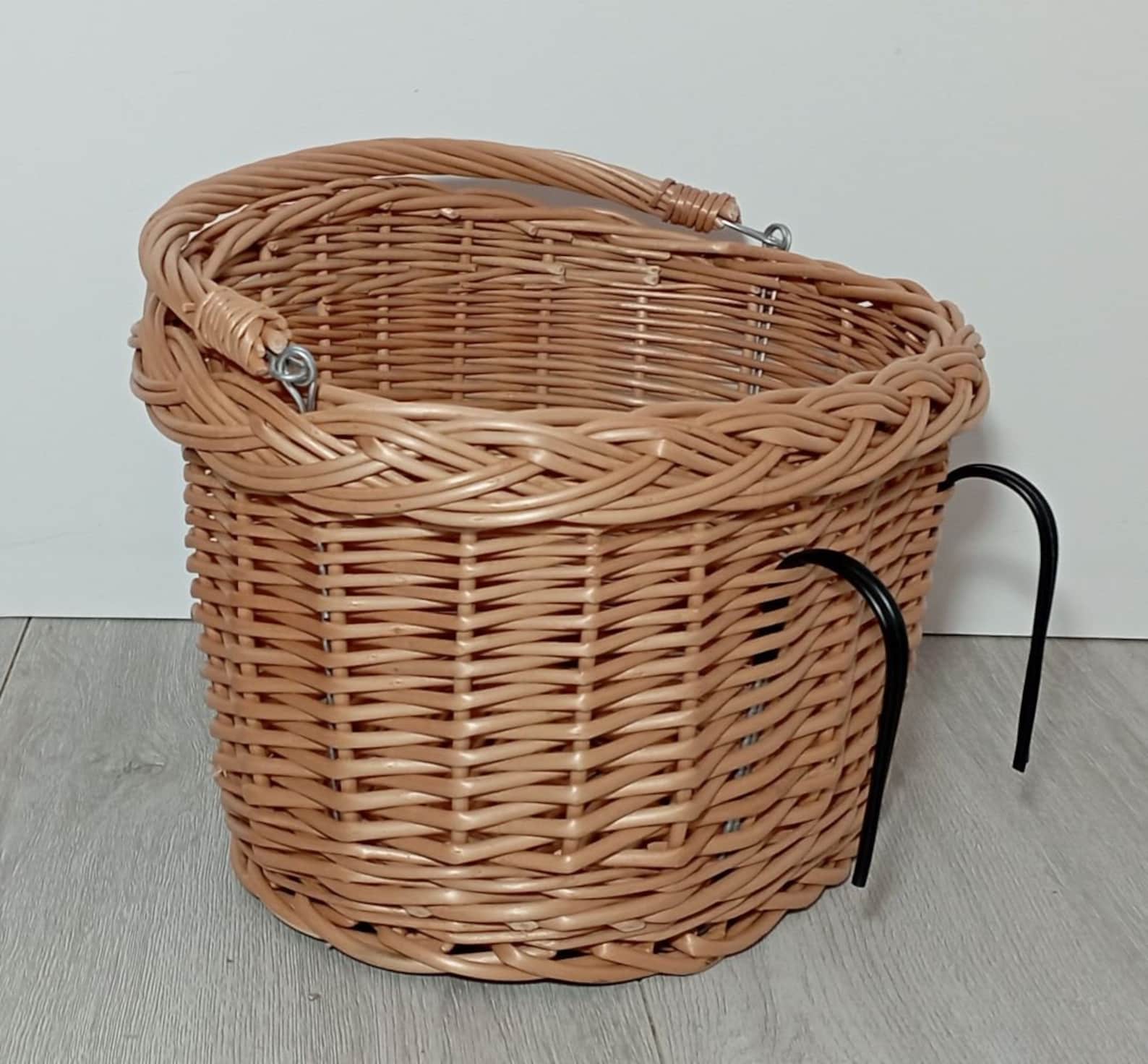 Wicker Bicycle Basket in Natural Color, Handmade Bicycle Basket Mounted ...