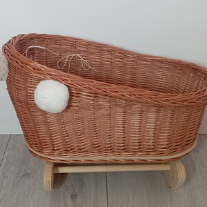 Ecological Bed for Dolls, Wicker Cradle for Dolls in Natural Color ...