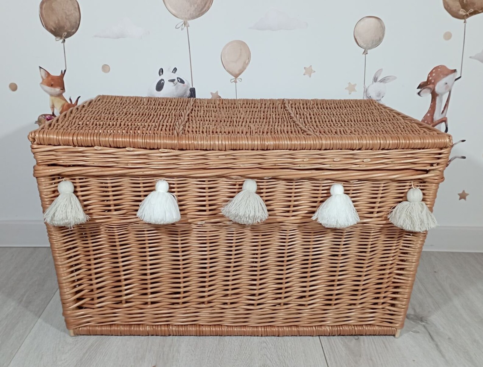 Wicker Chest in Natural Color With Fringes, Wicker Storage Chest ...