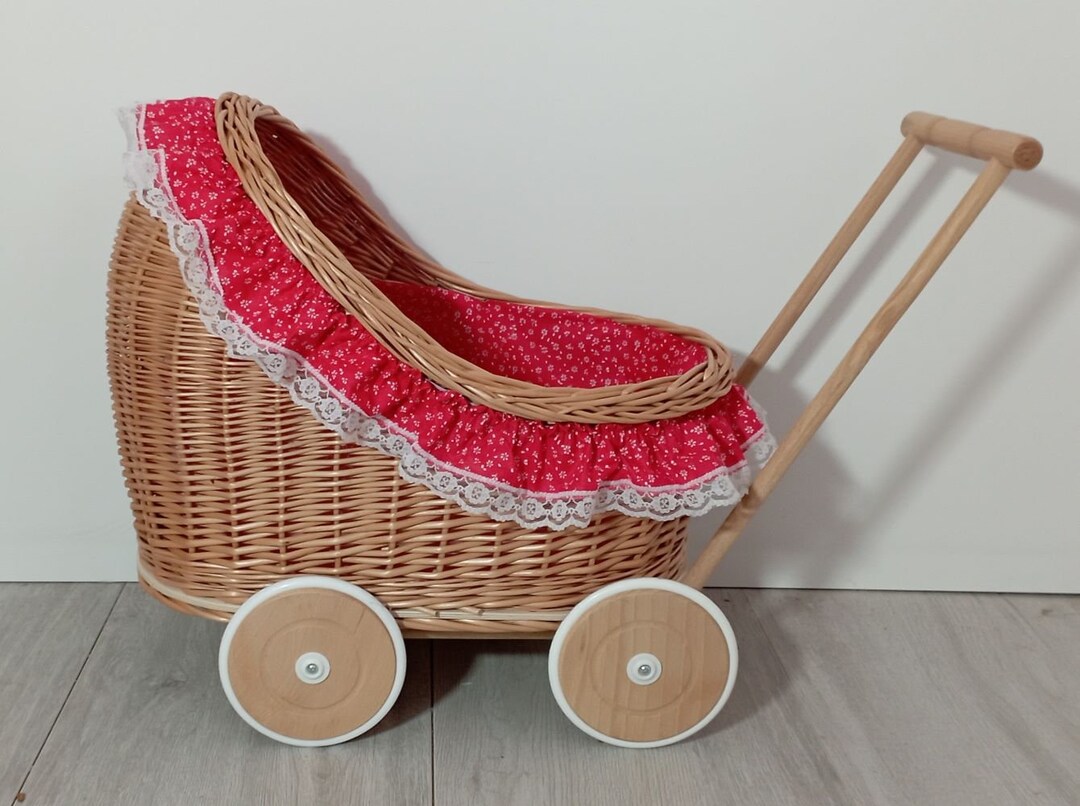 Organic Wicker Doll Stroller, Natural Toys for Toddler, Gift for ...