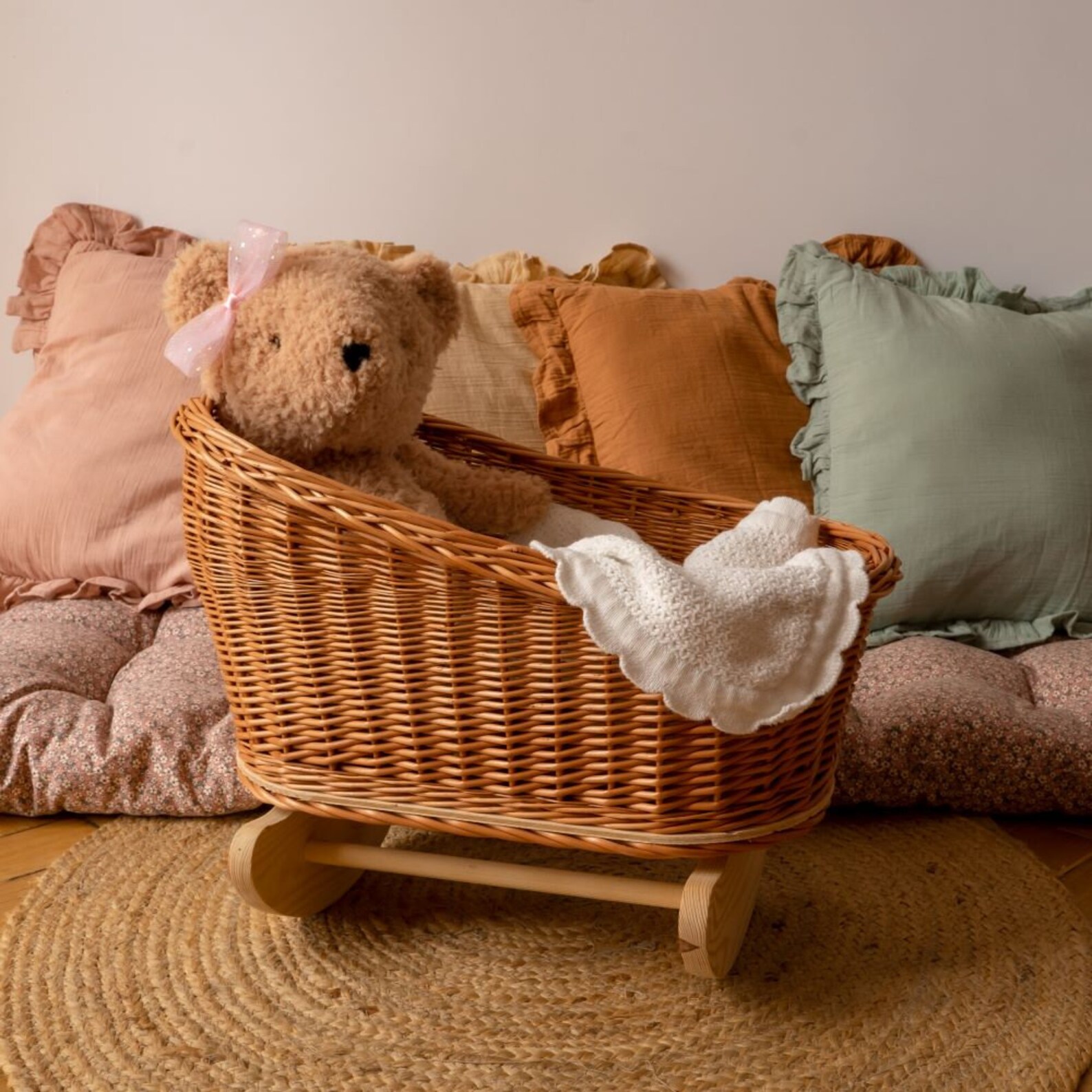 Ecological Bed for Dolls, Wicker Cradle for Dolls in Natural Color ...