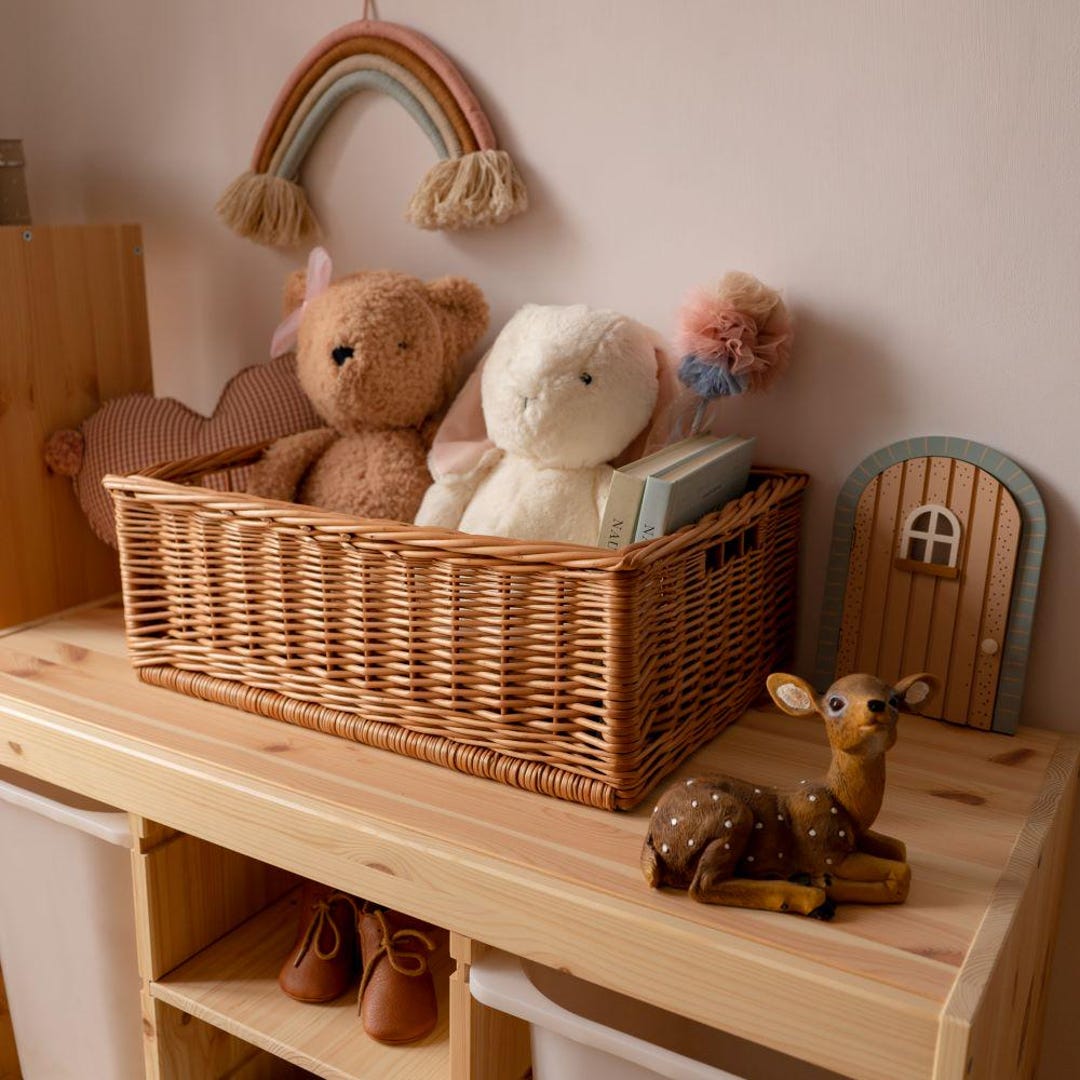 Large Wicker Box on NATURAL Color, Wicker Organizer, Home Decor, Wicker ...