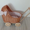 Wicker Doll Stroller, Pram for Dolls Made of Beech Wood and Wicker in ...