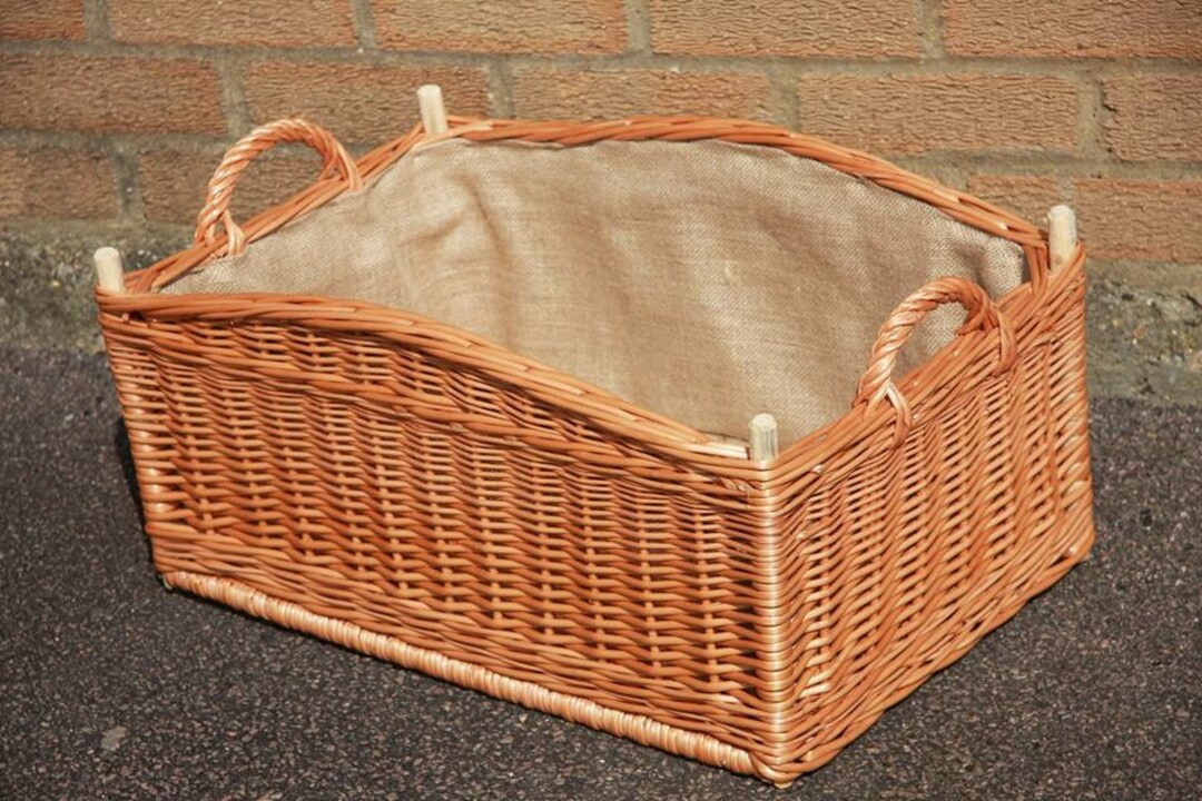 Natural Basket for Firewood, Wood Storage, Wicker Picnic Basket, Retro ...
