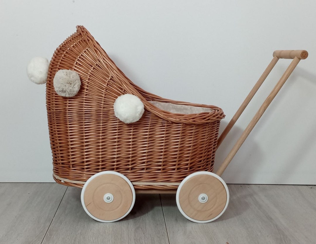 Natural Wicker Baby Carriage, Wicker Doll Pram, Wicker Willow Doll ...