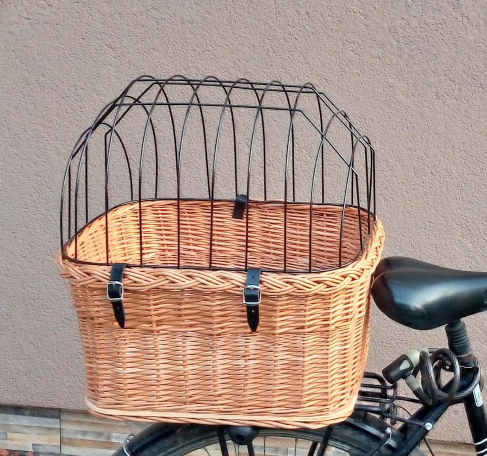 Rear Bicycle Basket Large Dogs, Handmade Wicker Bicycle Basket for a ...