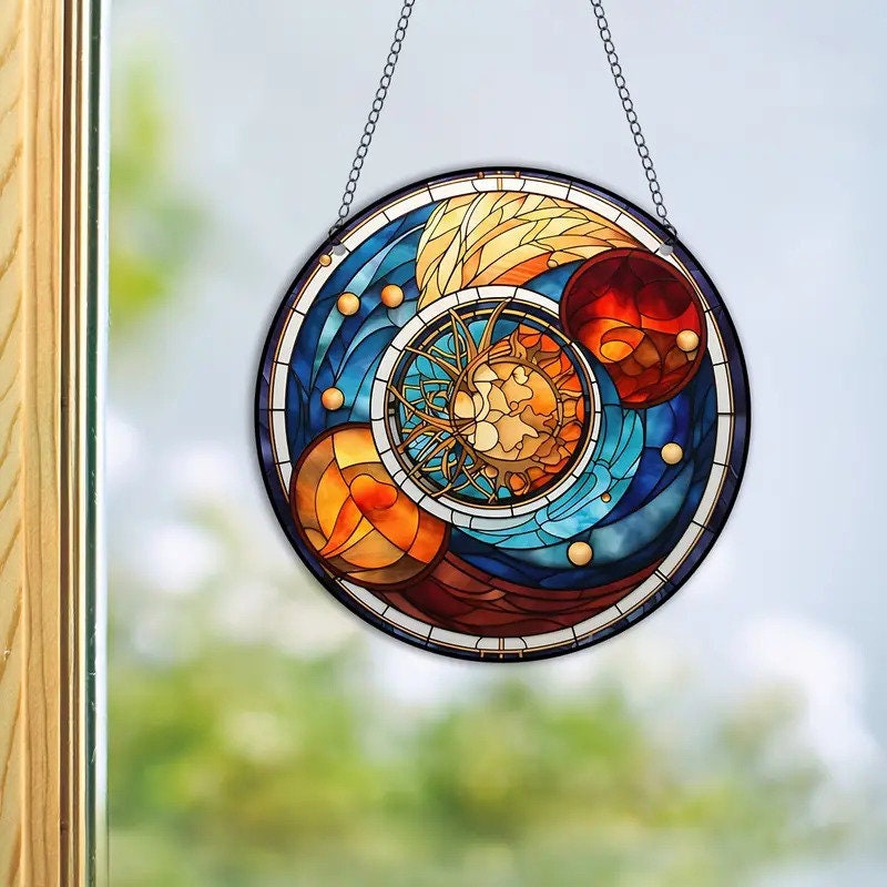 Compass Starlight Stained Windows Hangingsstained Decoration - Etsy