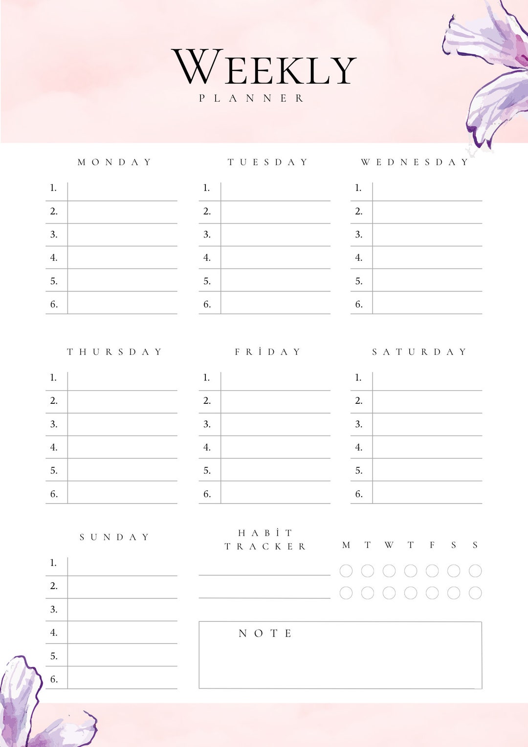 Weekly Planner, Weekly Planner Printable, Personalized Planner, One ...