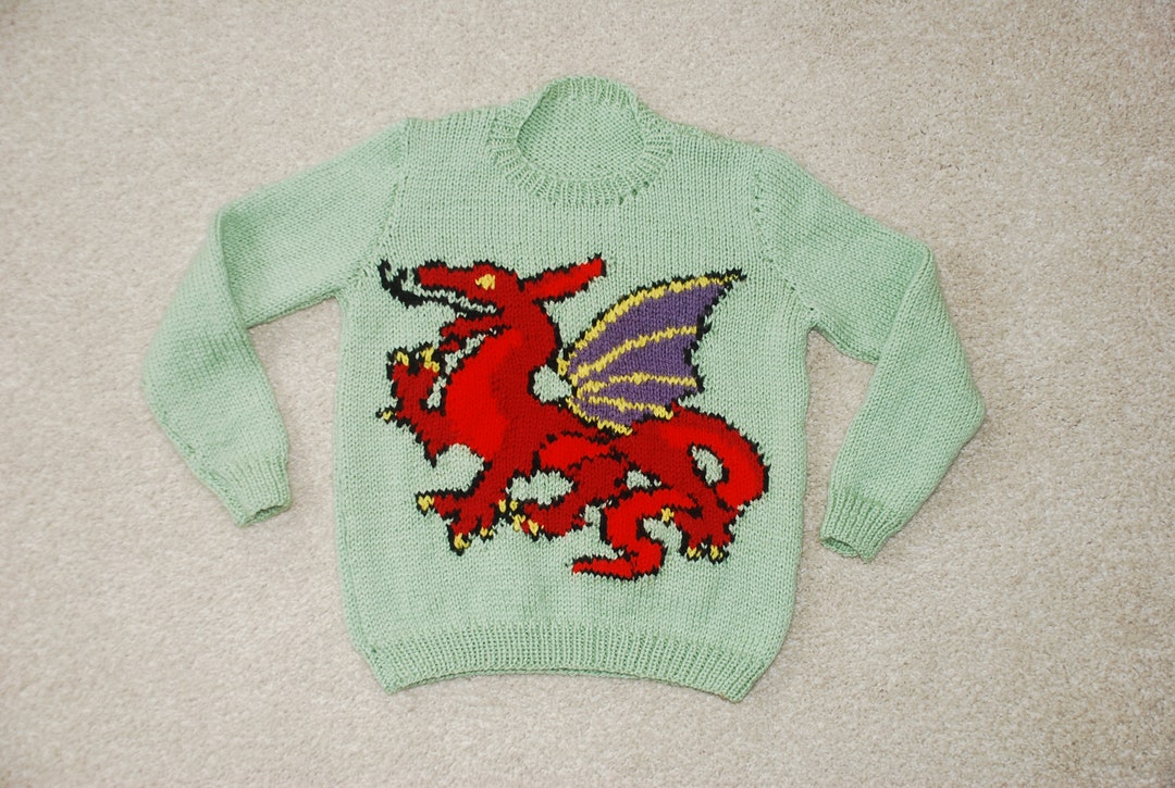 Dyfan the Dragon, Children's Jumper Knitting Pattern - Etsy