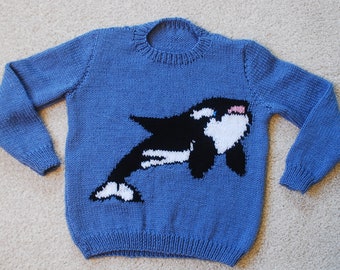 Children's Whale Motif Sweater Knitting Pattern Sizes 24 to 32 Inches ...