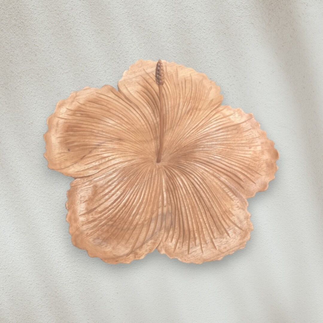 Beautiful Hibiscus Flower Wooden Carved Teak Wood Hand Carving ...