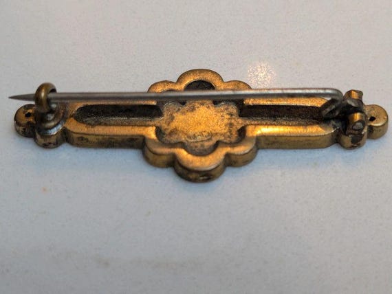 Antique Victorian rolled gold bar pin brooch - Gem