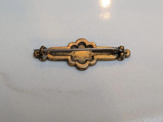 Antique Victorian rolled gold bar pin brooch - Gem