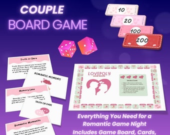Couple Board Game Printable Board Game Couple Drink Game Date Night ...