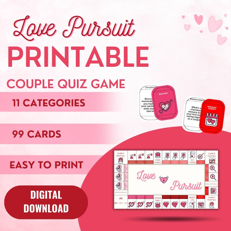 Couple Board Game Printable Board Game Anniversary Game Date Night Game ...