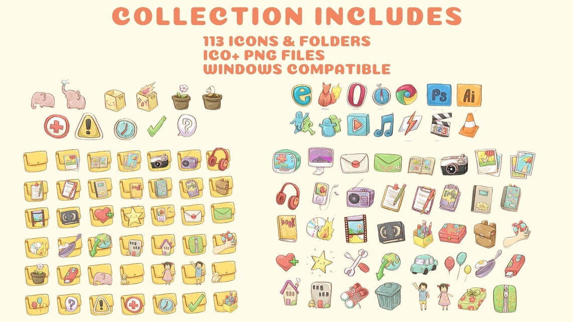 Cute Windows Desktop Icons Folders Collection - Etsy