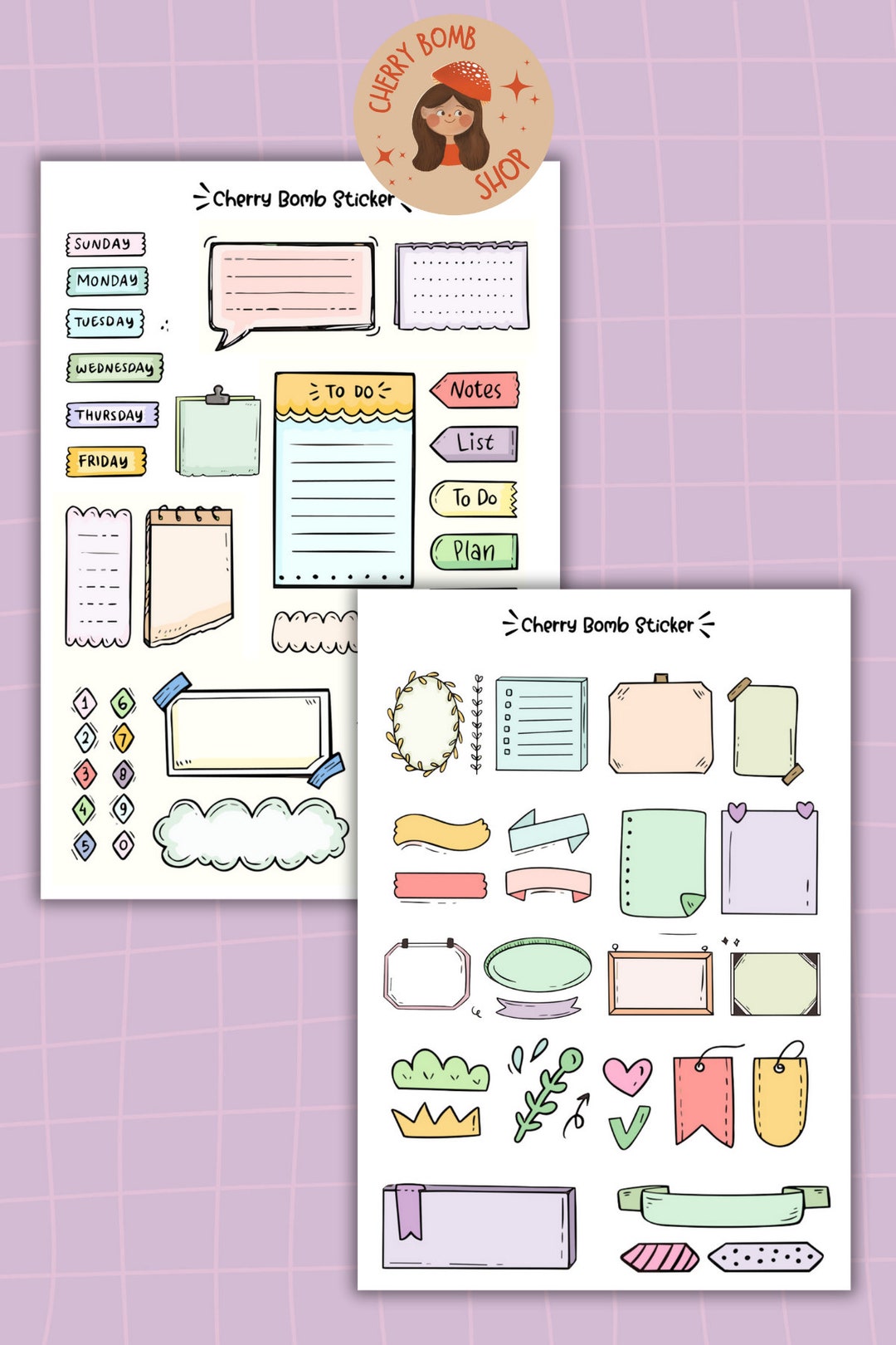 Cute Printable Sticker Sheet Set Planner Sticker Sheet Sticker Sheet ...