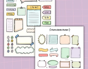 Cute Printable Sticker Sheet Bundle Planner Sticker Sheet Sticker Sheet ...