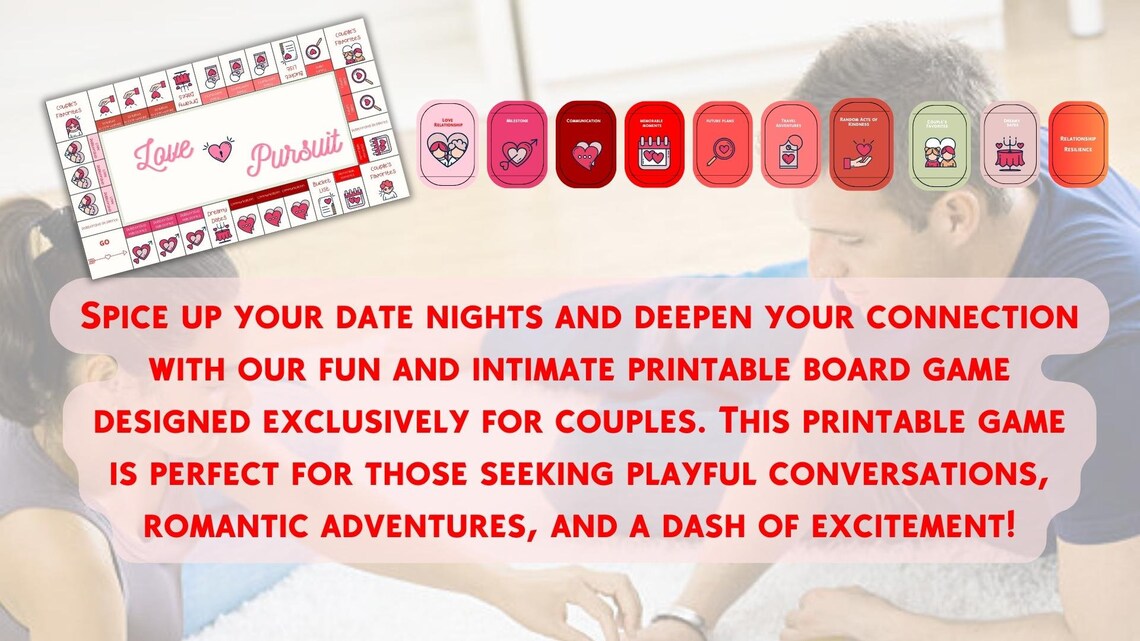 Couple Board Game Printable Board Game Anniversary Game Date Night Game ...