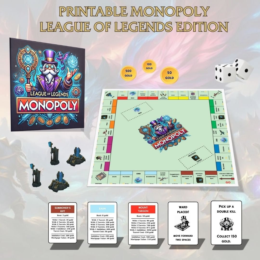 League of Legends Monopoly Game | Printable Board Game - Etsy