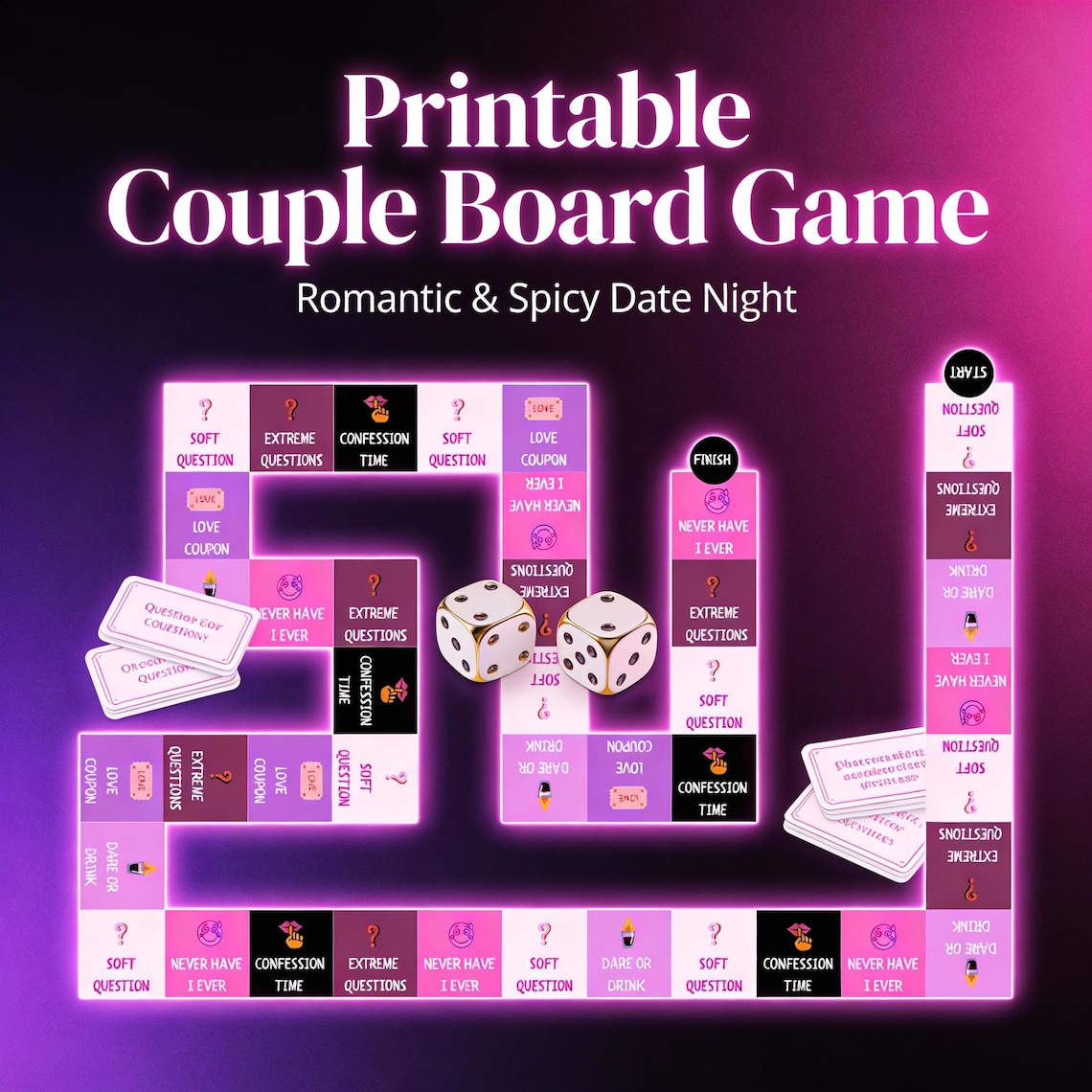 Couple Board Game | Printable Board Game | Couple Drink Game | Date ...