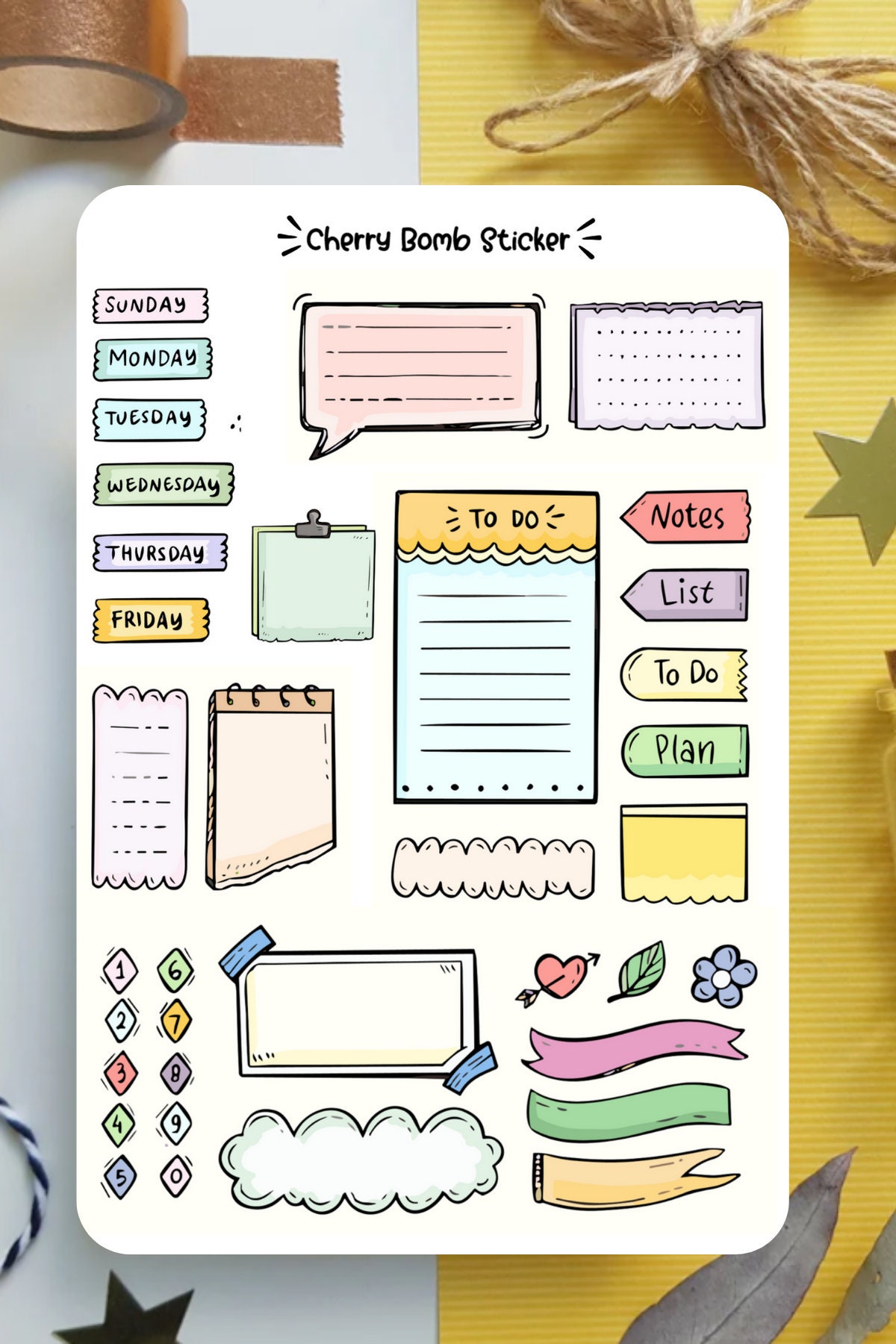 Cute Printable Sticker Sheet Set Planner Sticker Sheet Sticker Sheet ...