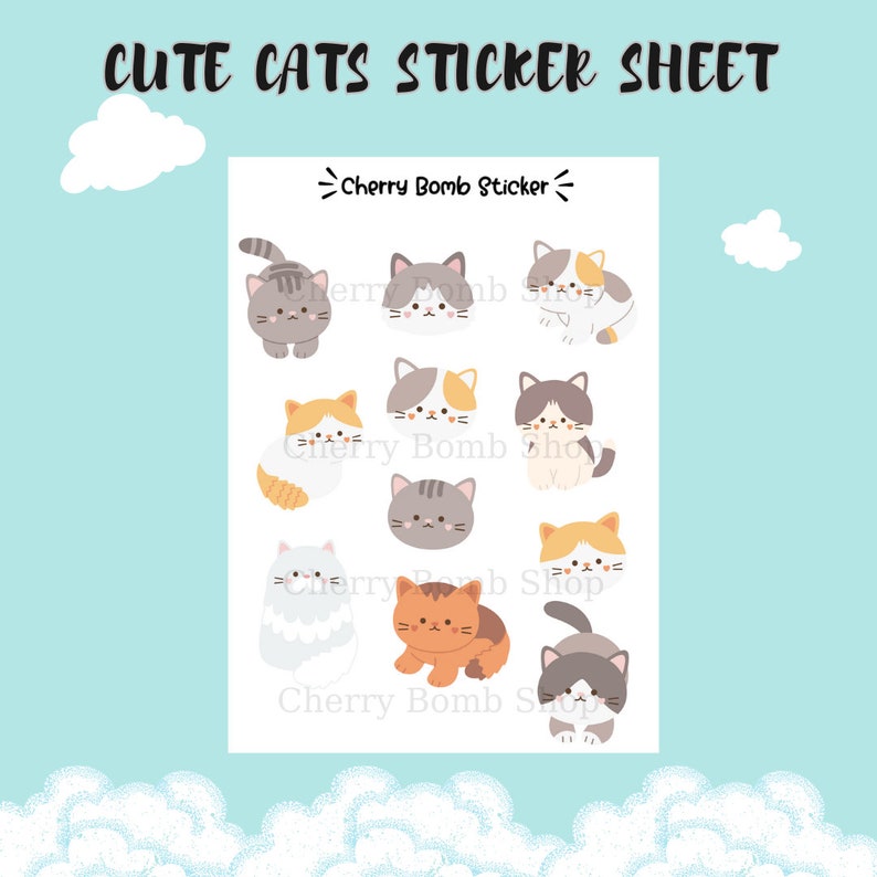 Cute Printable Sticker Sheet Bundle Planner Sticker Sheet Sticker Sheet ...