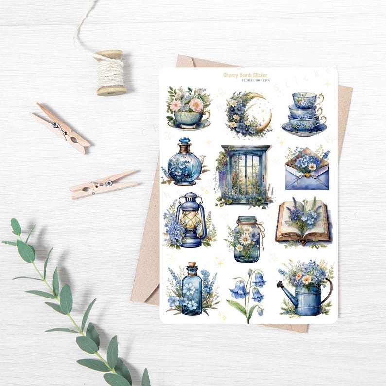 Printable Cottagecore Floral Sticker Sheet | Hand-drawn Digital ...