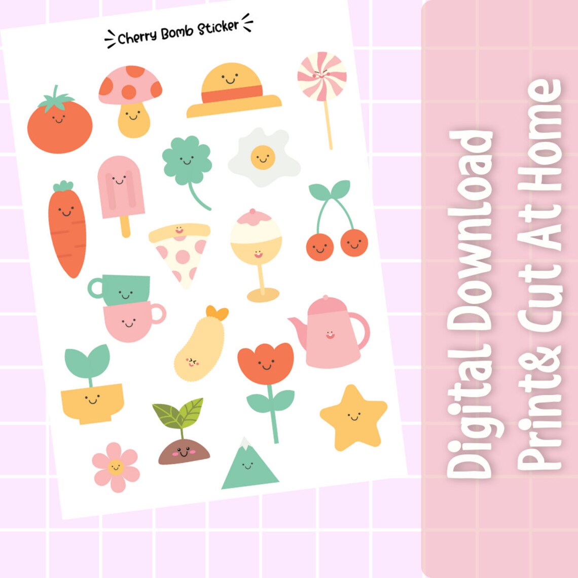 Cute Printable Sticker Sheet Bundle | Planner Sticker Sheet | Sticker ...