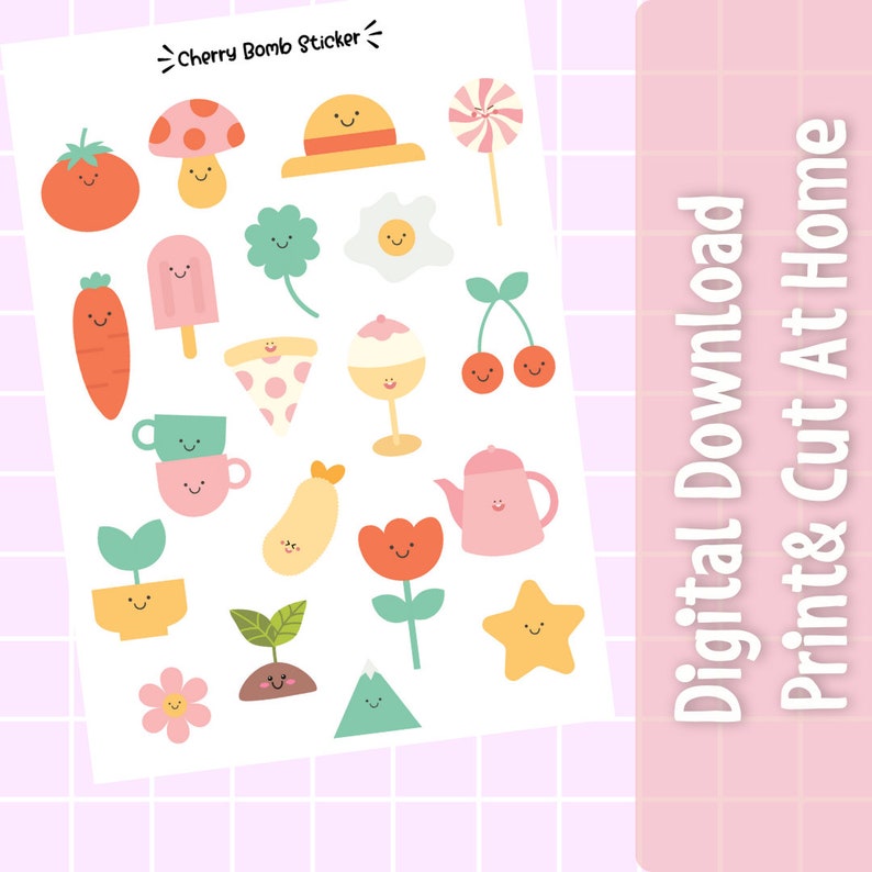 Cute Printable Sticker Sheet Bundle | Planner Sticker Sheet | Sticker ...