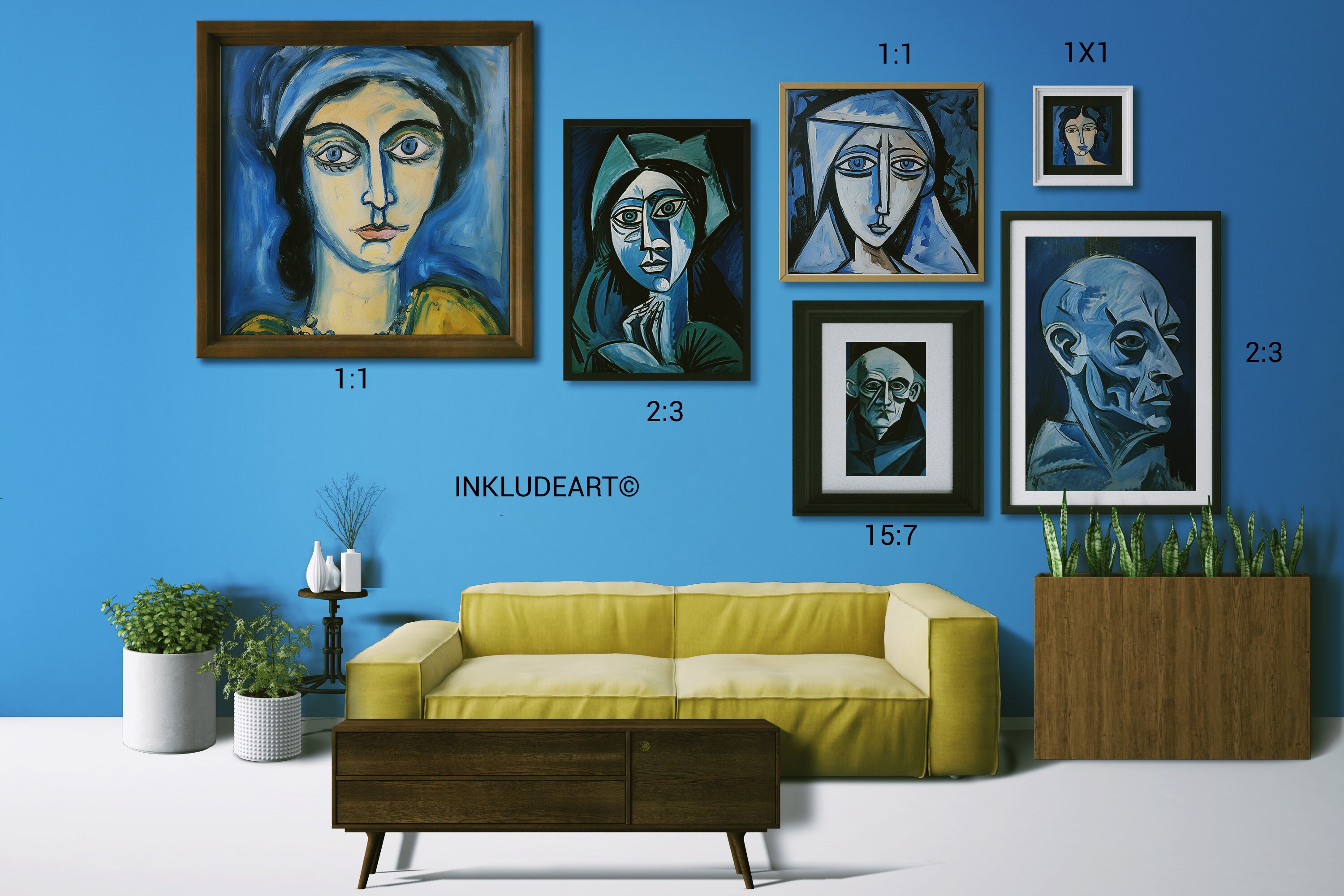 Picasso Style Portraits Bold Colours Wall Art Digital Download Art ...