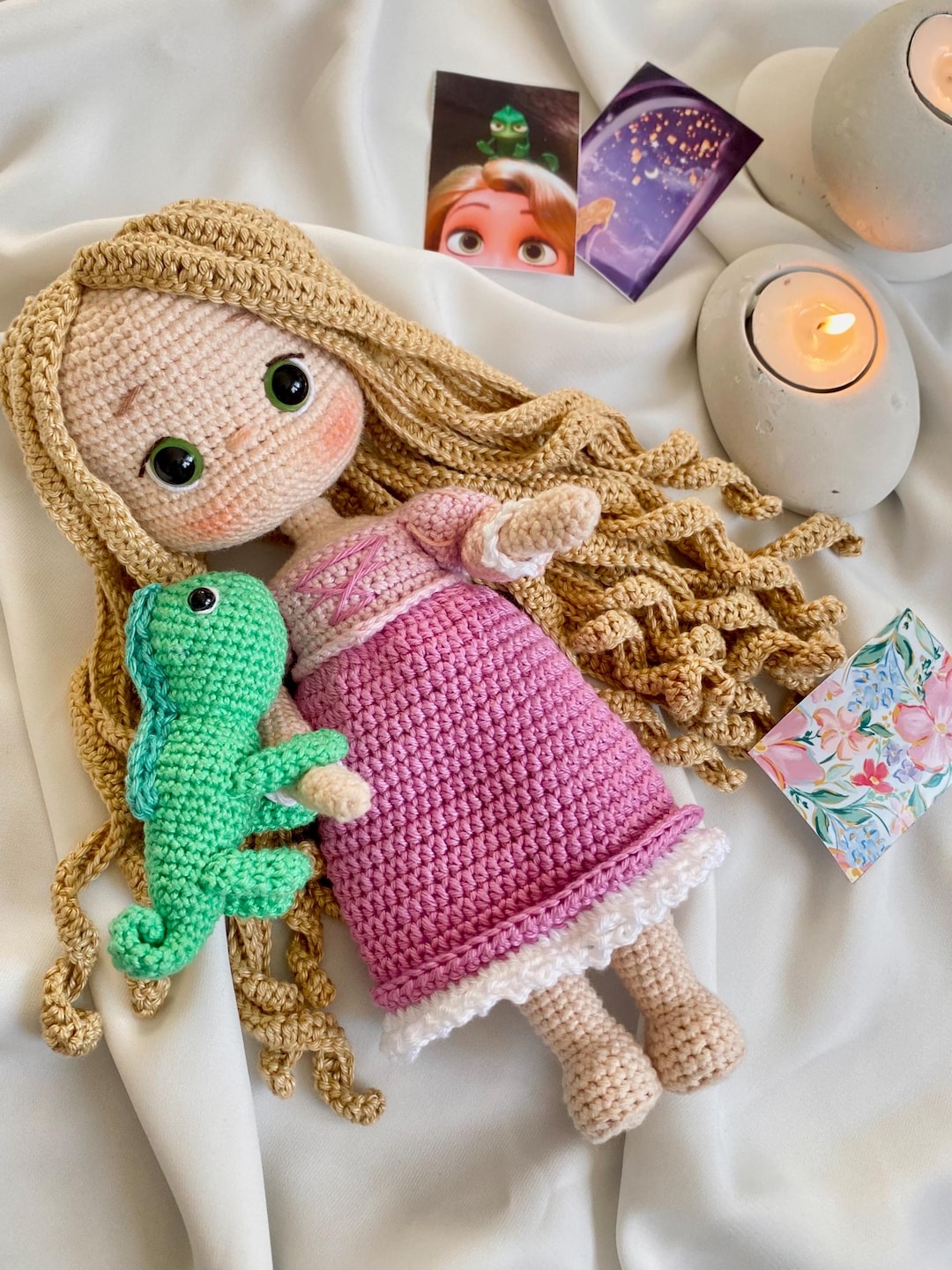Rapunzel and Pascal Amigurumi Crochet Doll/ Handmade Doll/ Blonde Doll ...