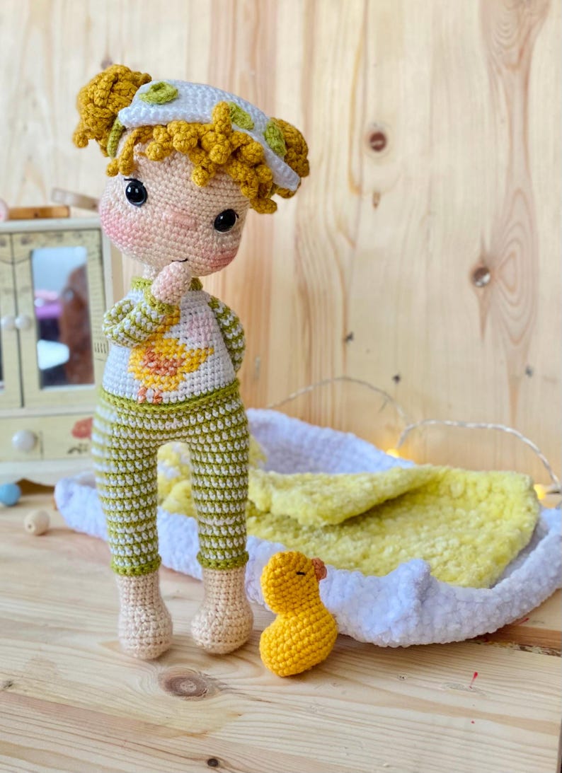 Crochet Doll Pattern PDF, Amigurumi Sleepy Baby Doll, Duck Pajamas ...
