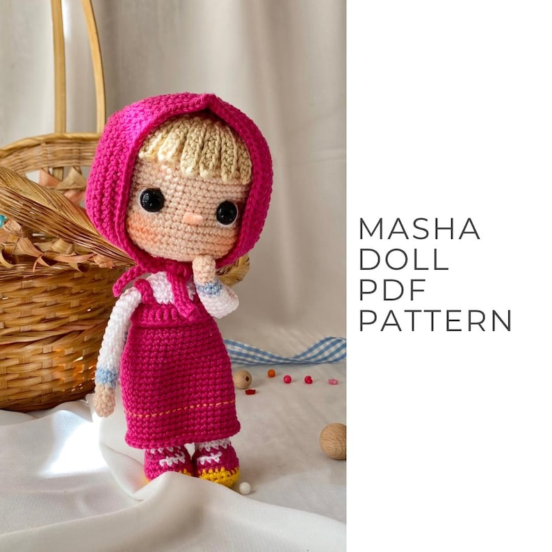 Masha Doll Crochet Amigurumi Pdf Pattern Handmde- Masha und der Bär - Englische PDF-Anleitung ...