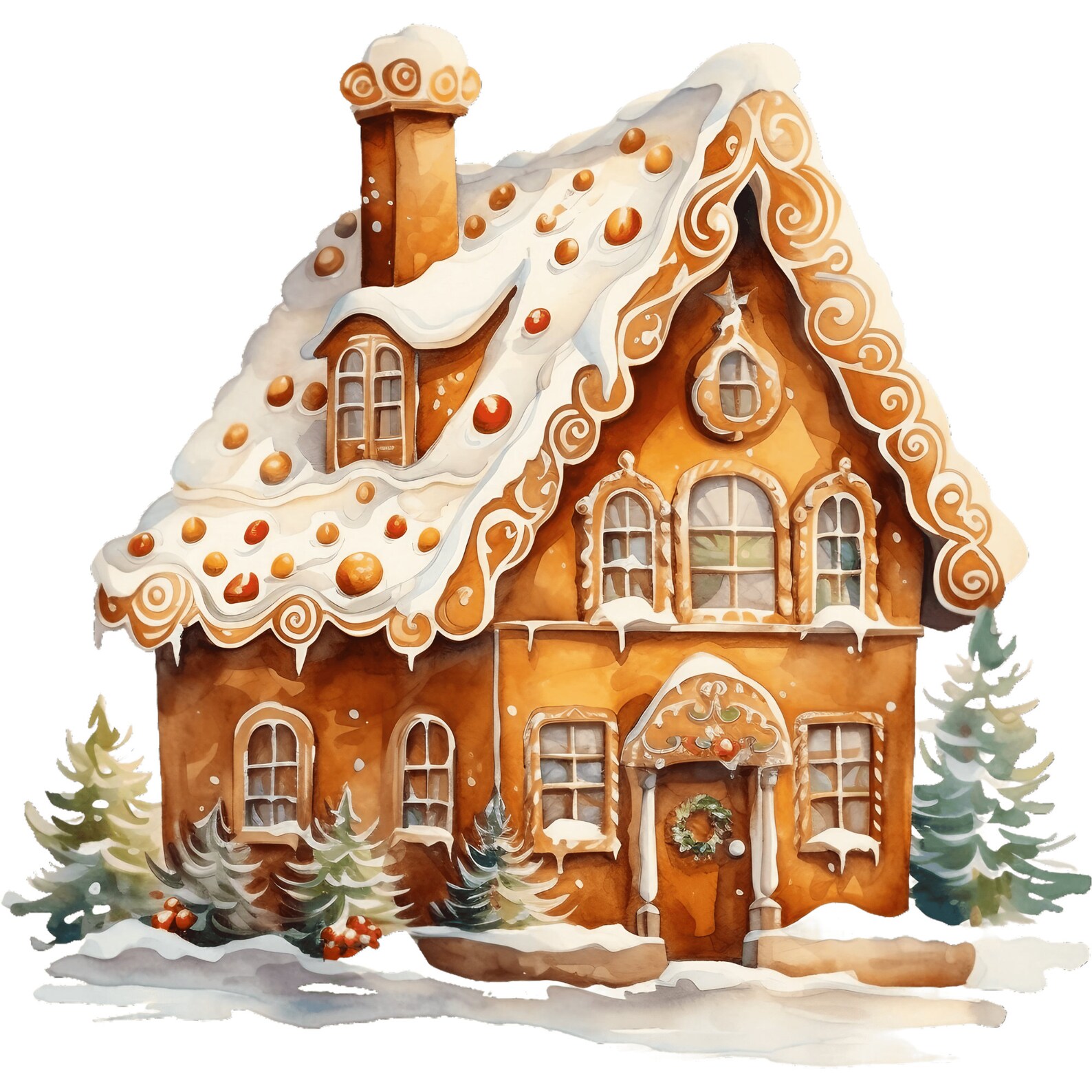 Gingerbread House Clipart Set: 12 High Quality Pngs, Christmas ...