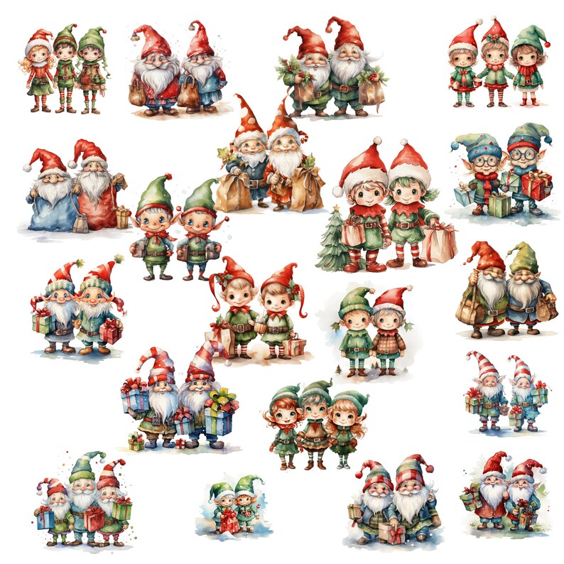 Christmas Elves Clipart Set: 14 High Quality Pngs, Christmas Elves Clip ...