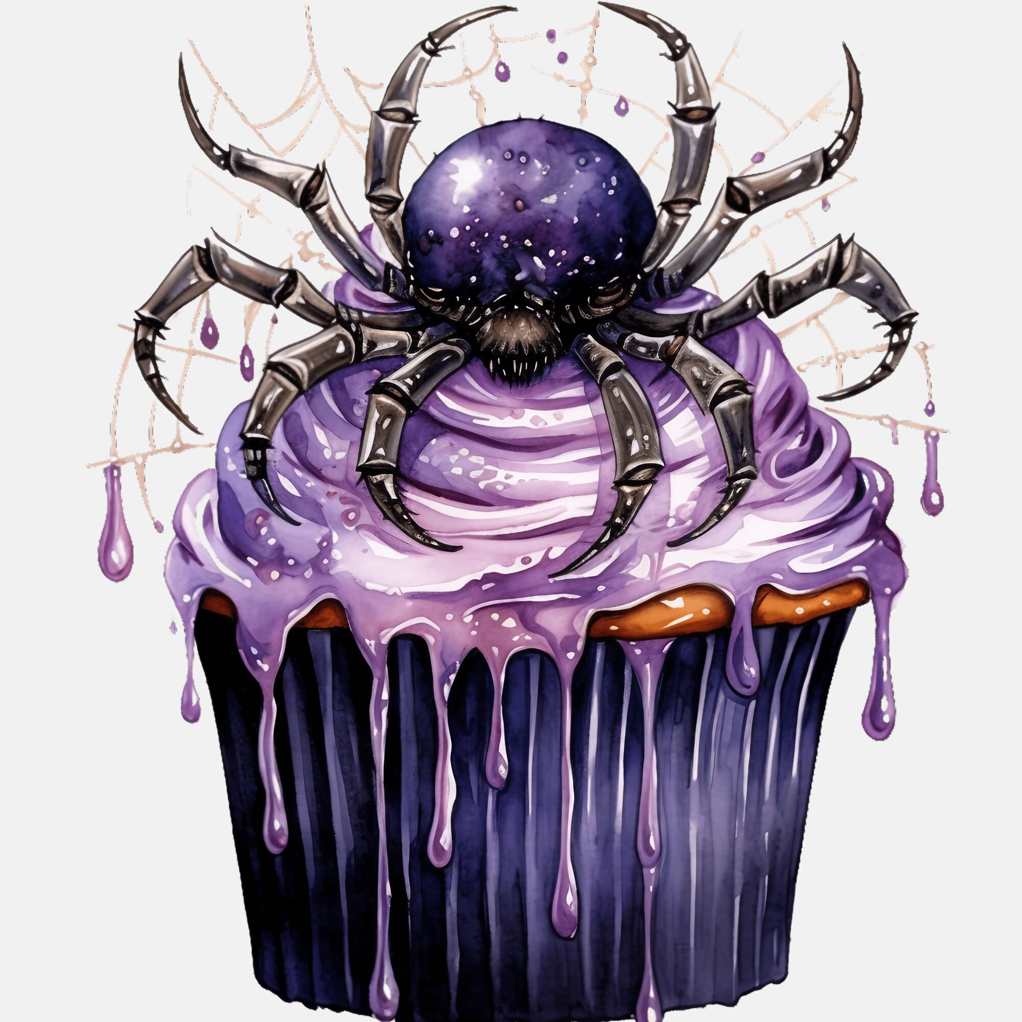 Halloween Cupcake Clipart Set: 16 High Quality Pngs, Watercolor Cupcake ...