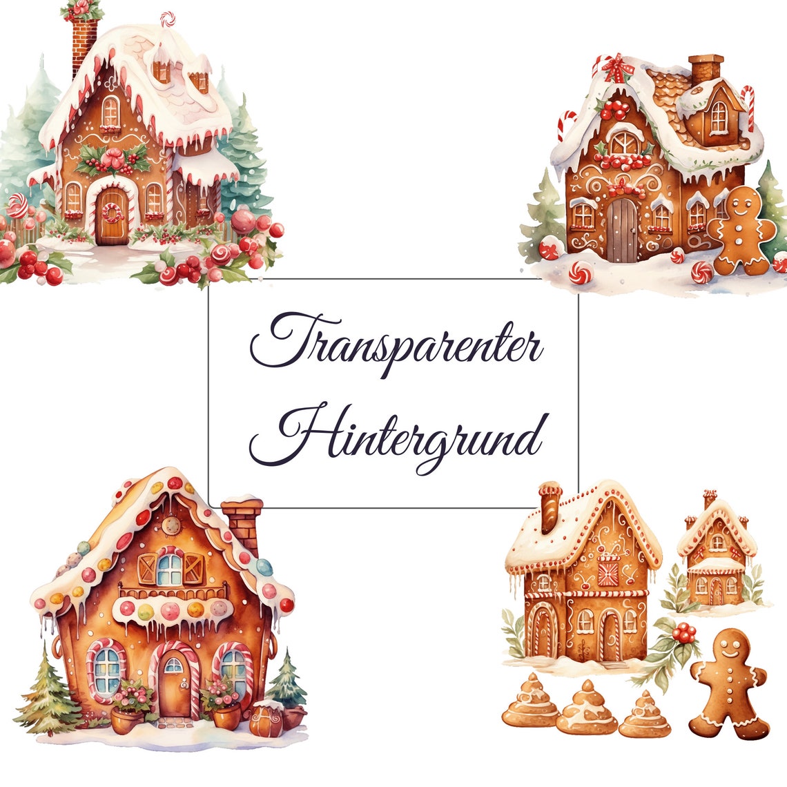 Gingerbread House Clipart Set: 12 High Quality Pngs, Christmas ...