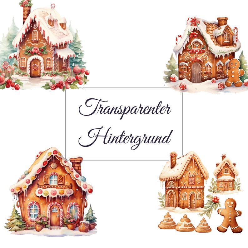 Gingerbread House Clipart Set: 12 High Quality Pngs, Christmas ...