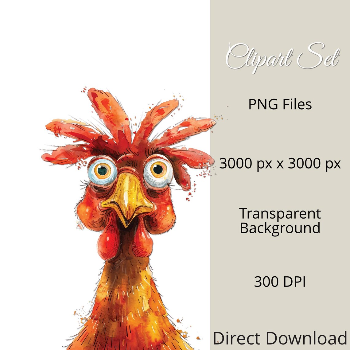 Funny Cartoon Chicken Clipart Set – 12 High Quality Designs for Digital ...