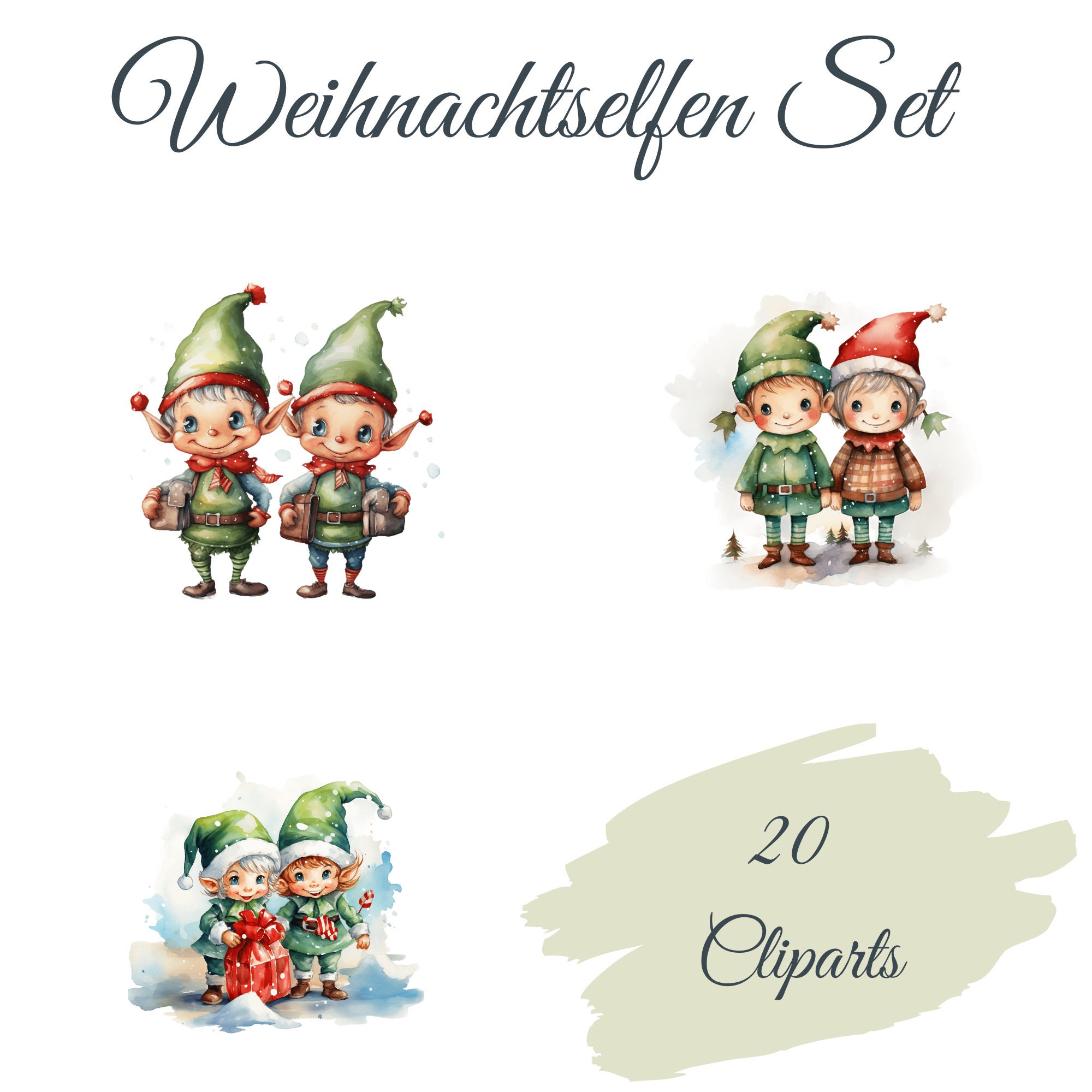 Christmas Elves Clipart Set: 14 High Quality Pngs, Christmas Elves Clip ...