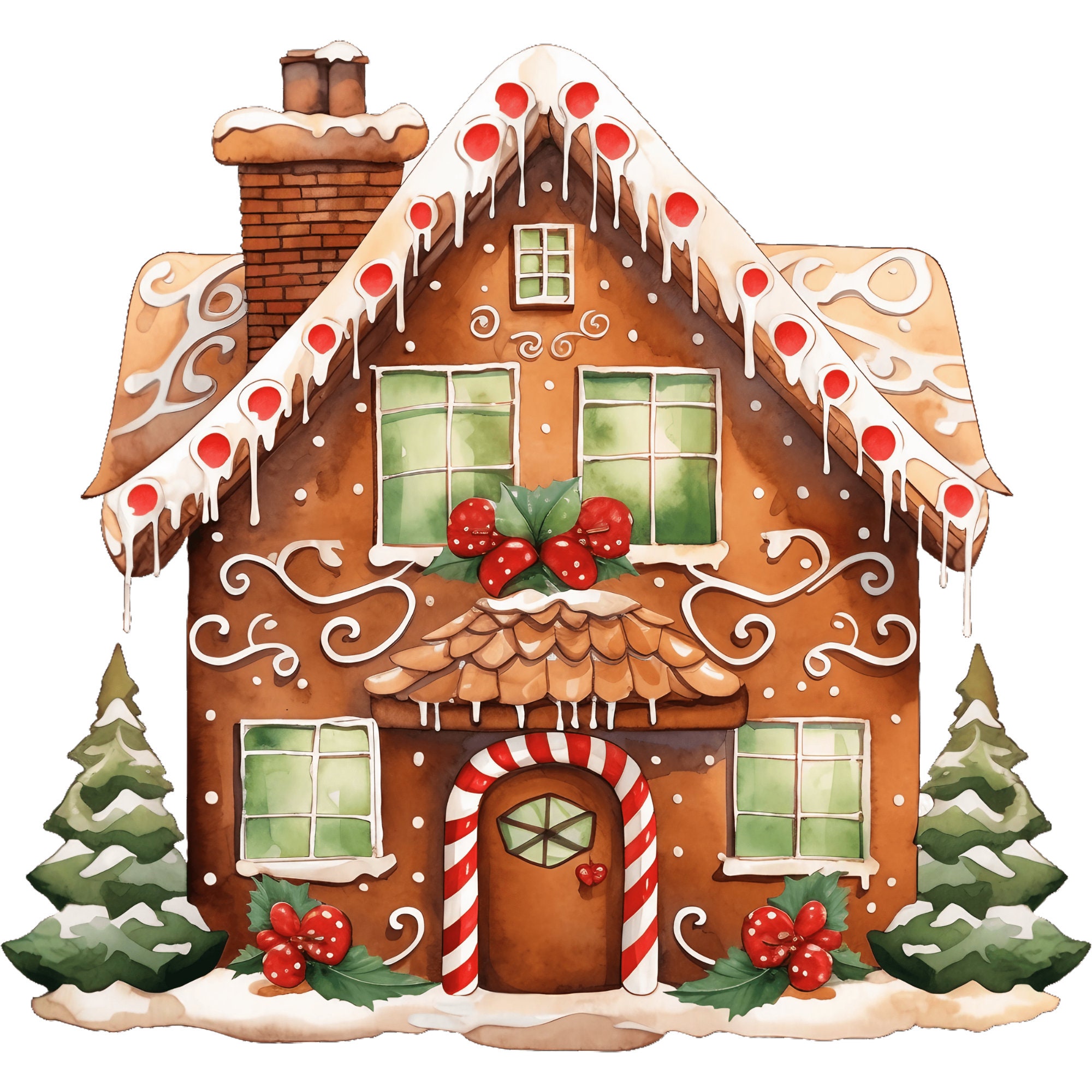 Gingerbread House Clipart Set: 12 High Quality Pngs, Christmas ...