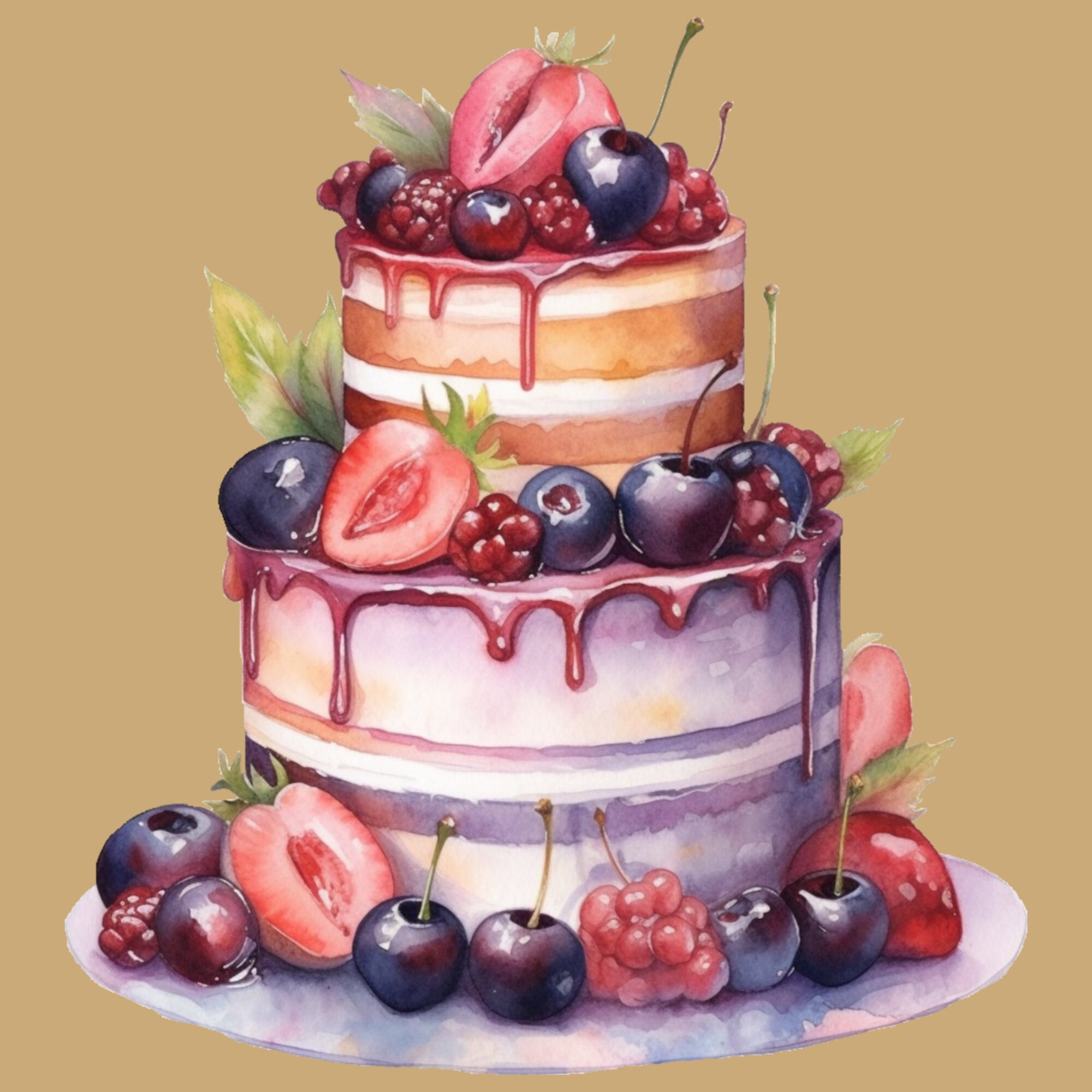 Watercolor Cake Clipart Set 12 Birthday Clipart Dessert - Etsy