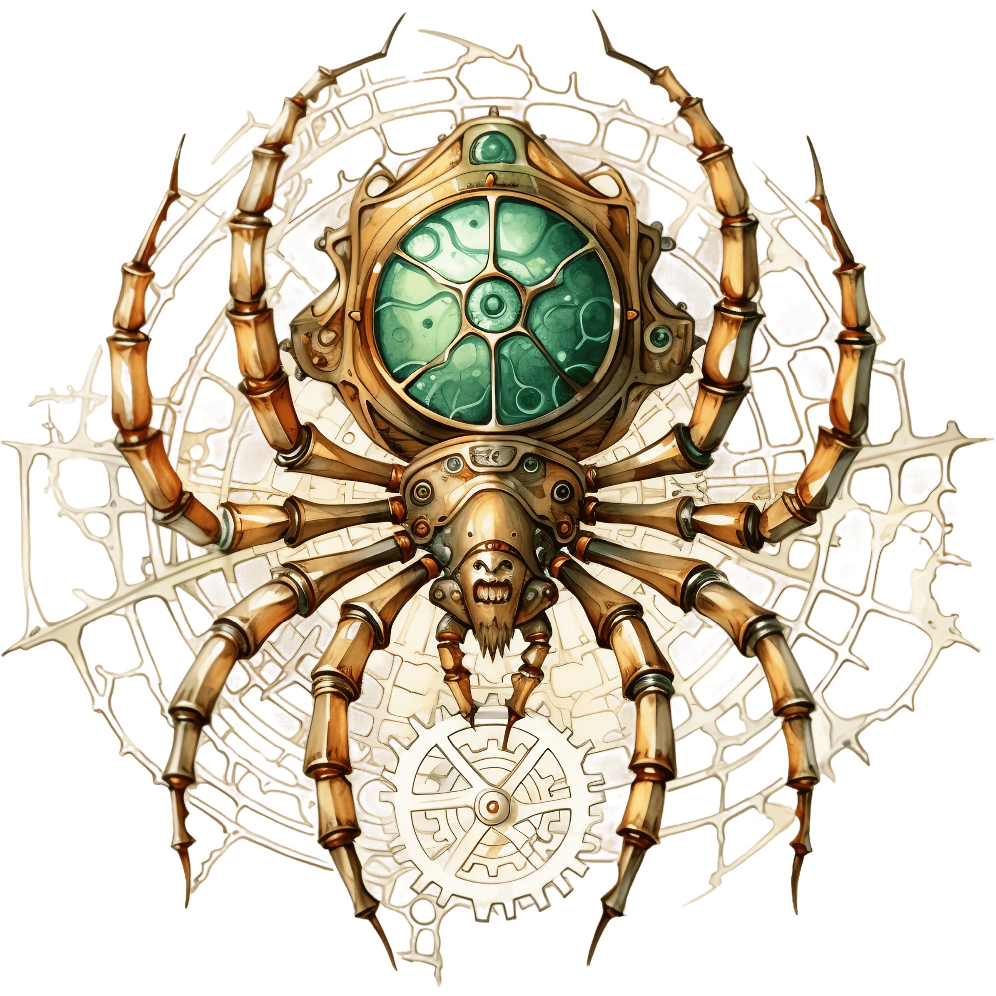Steampunk Spiders Clipart Set: 12 High Quality Pngs, Watercolor ...