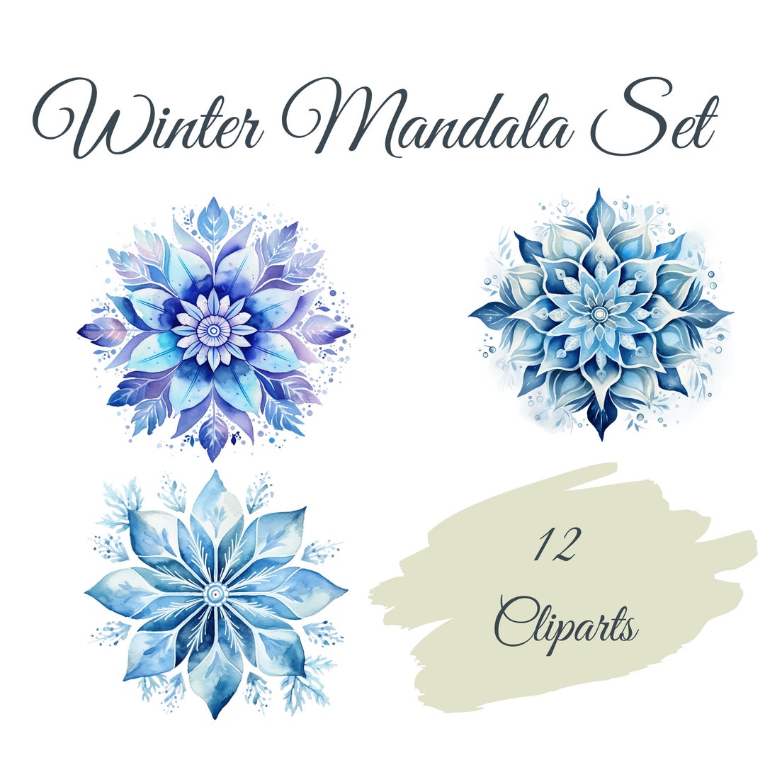 Winter Mandala Clipart Set: 12 High Quality Pngs, Winter Mandalas ...