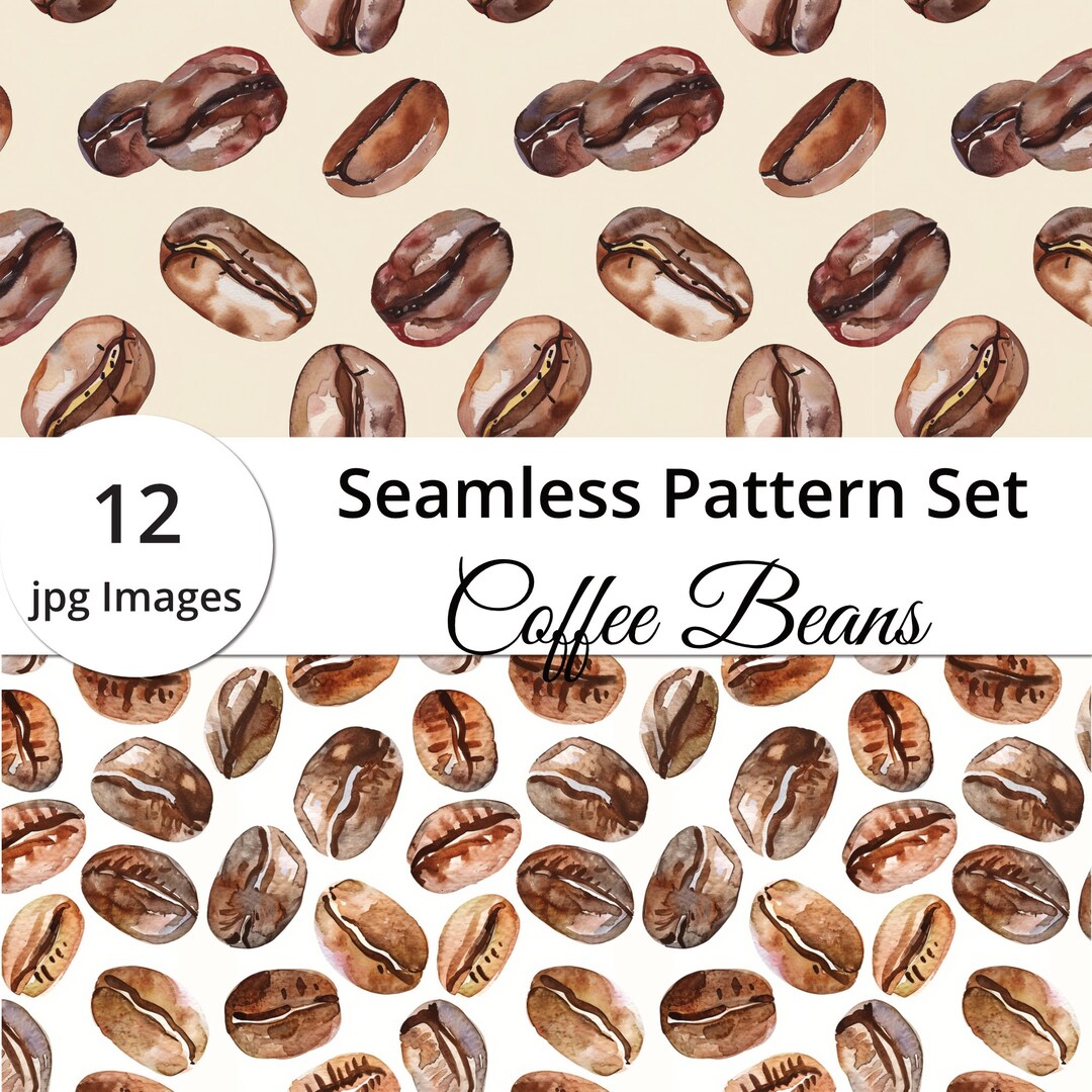 Coffee Lovers Collection: 12 Seamless Coffee Bean Patterns for Creative ...