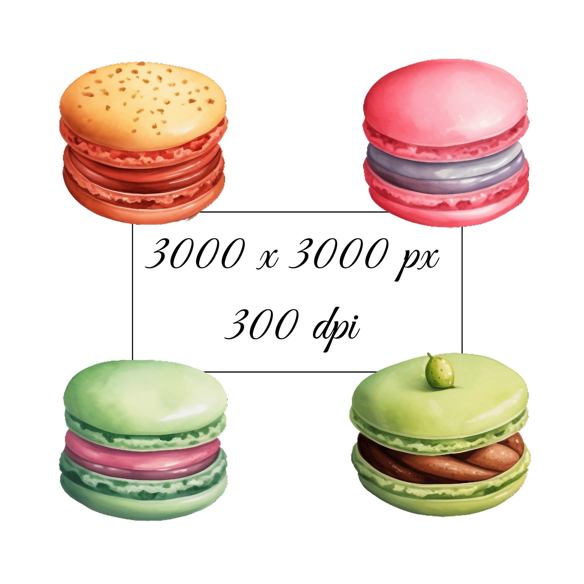 Macaron Clipart Set: 16 High Quality Pngs, Watercolor French Macarons ...